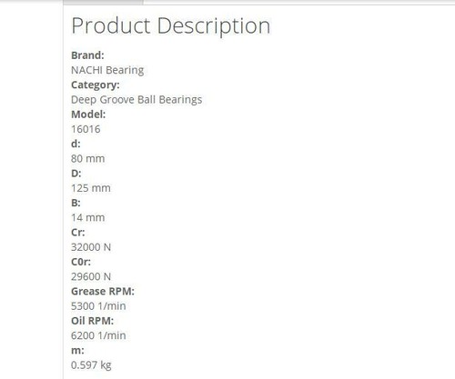 1PC NACHI 16016 Deep Groove Ball Bearings 80x125x14mm. #AM for sale ...