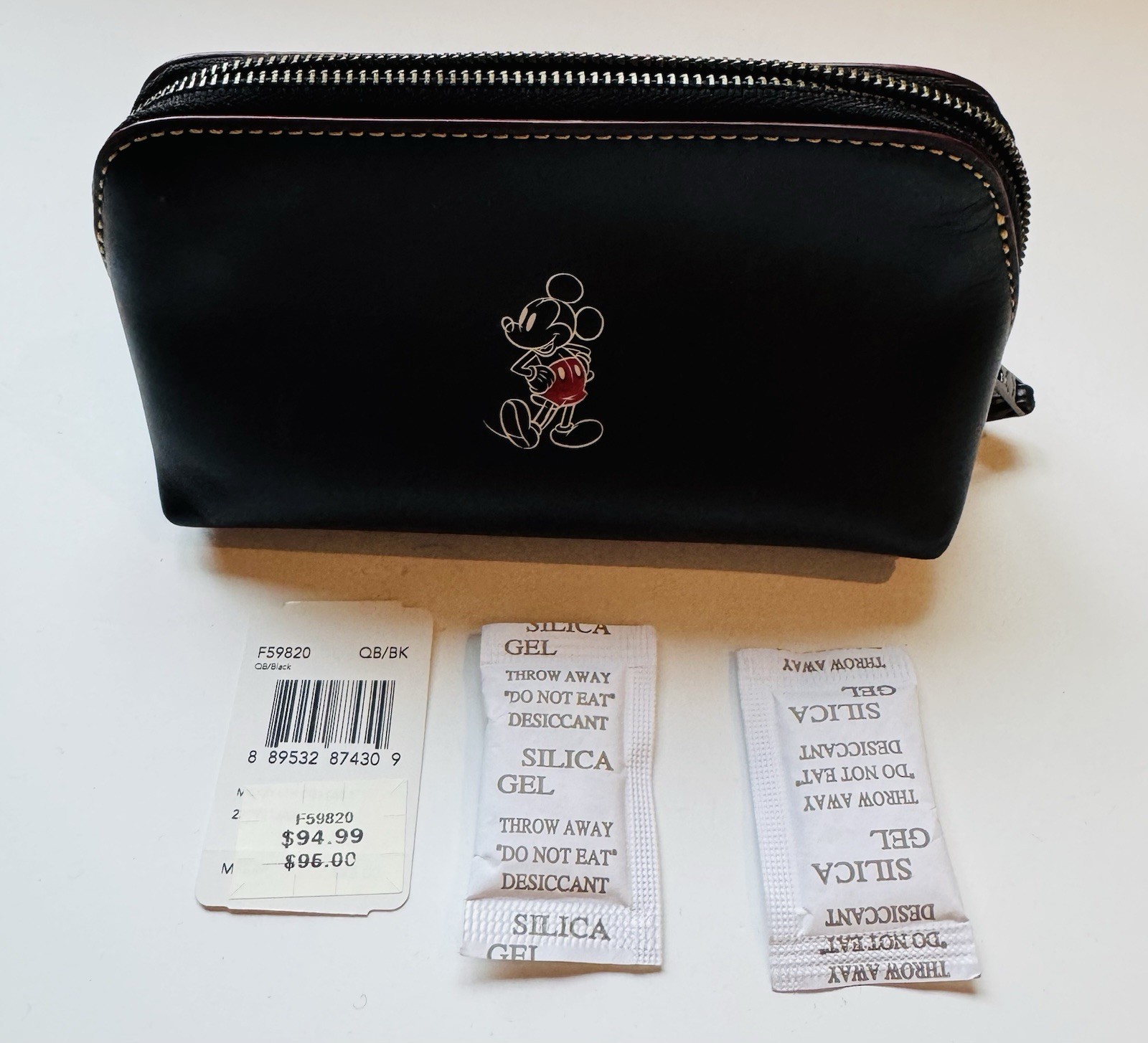 Coach Disney Mickey Mouse Black Leather Zip Pouch and… - Gem