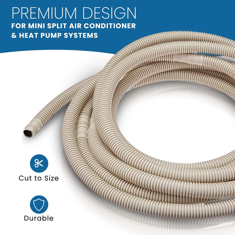 20 Ft Drain Hose Line for Mini Split Air Conditioner Ductless Heat Pump ...