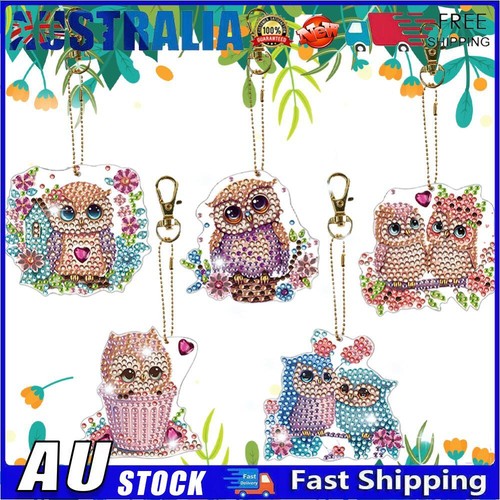 AU 5pcs Diamond Art Key Rings Animal 5D DIY for Beginners Home Decor ...