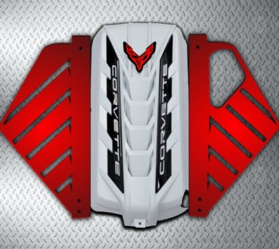 2020/2024 CORVETTE C8 ENGINE COVER EDGE RED & WHITE APPEARANCE PKG NEW ...
