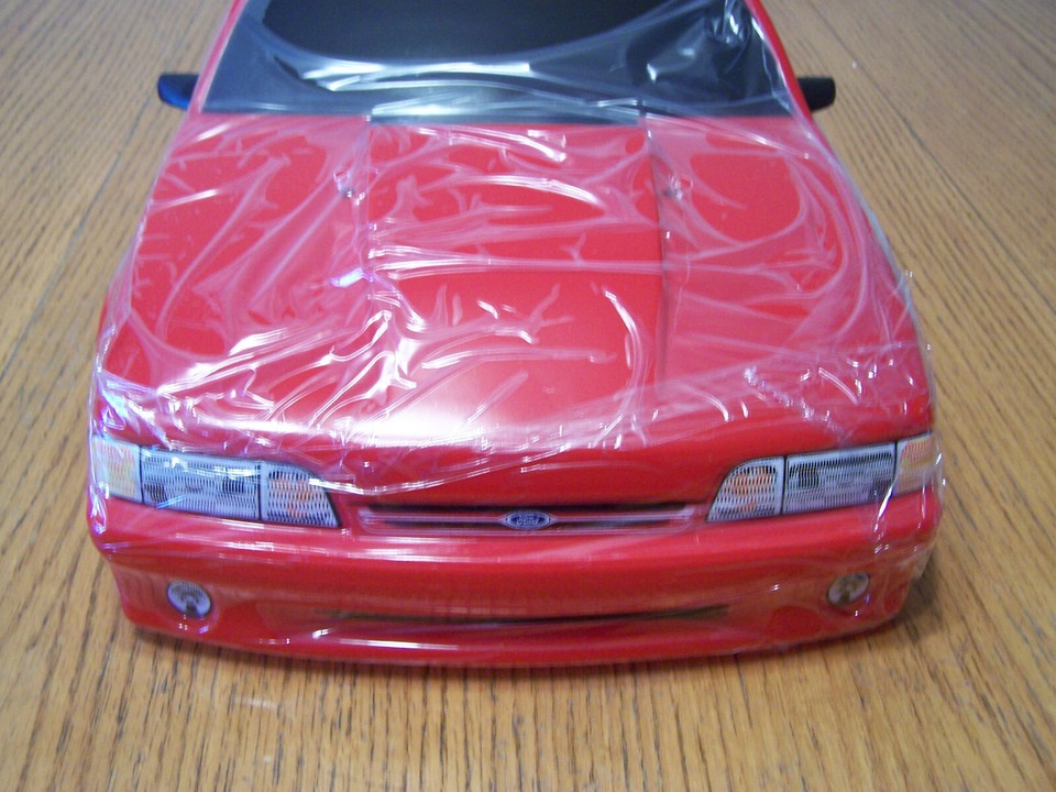 Fits Traxxas Drag Slash Mustang Red Painted Body w/ Wing Side Mirrors ...