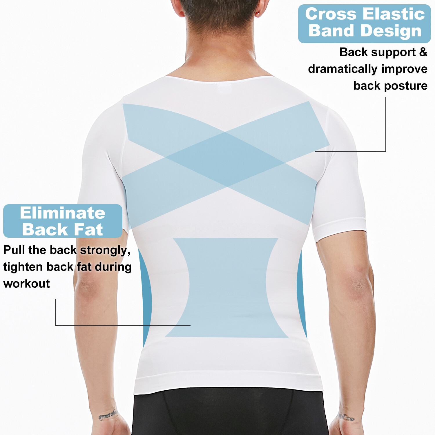 Men Compression Slim Body Shaper Gynecomastia T-shirt Posture Corrector ...