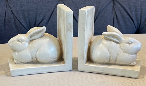 Vintage Arthur Court White Ceramic Bunny Rabbit Bookends Baby Nursery ...