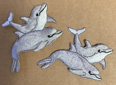 Vintage Embroidered Dolphin patch sew iron on 1980's 1990's pairs in ...