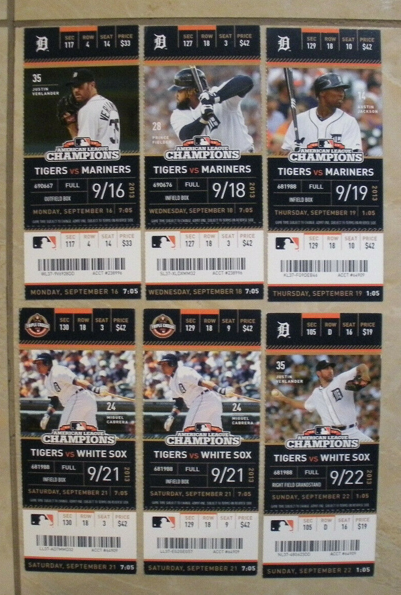 2013 Detroit Tigers Ticket Stub Vs Rays For Sale