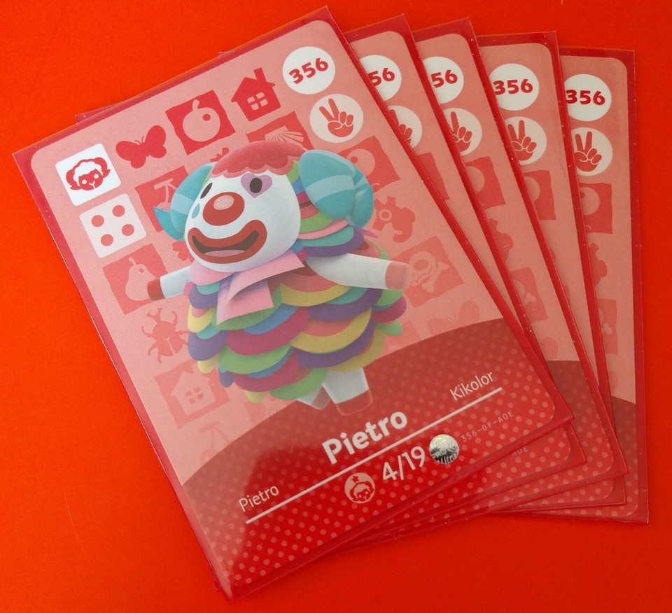 Pietro Amiibo Card #356 Animal Crossing New Horizons Never Scanned ...