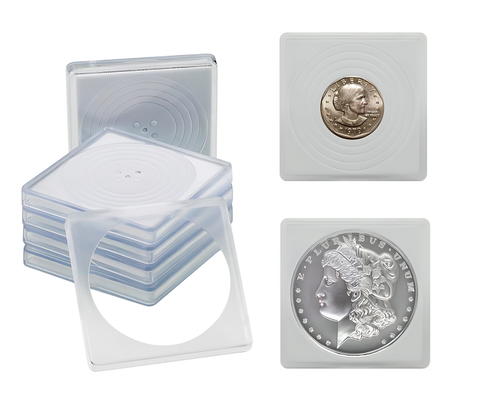 100 PCS Square Clear Coin Capsule Holder & Collection Case Container ...