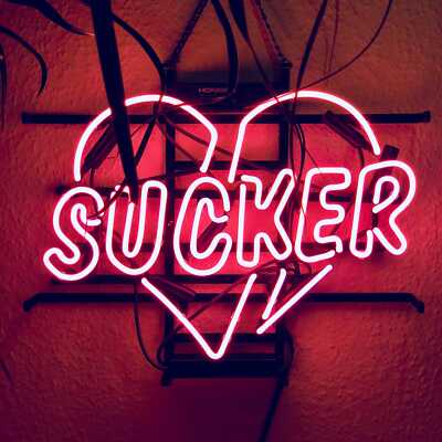 Sucker Pink Heart Neon Lamp Sign 17"x14" Light Bar Beer Wall Decor ...