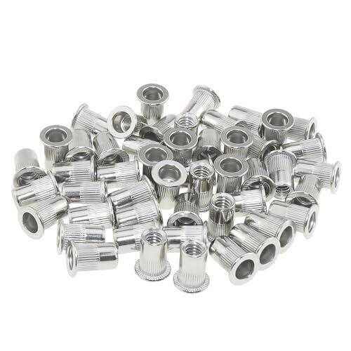 50PCS Silver Rivet Nut Knurled Flat Head Threaded Insert Nut Stainless ...