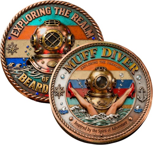 2PCS Muff Diver Adventure Commemorative Coin, Nautical Humor Challenge ...