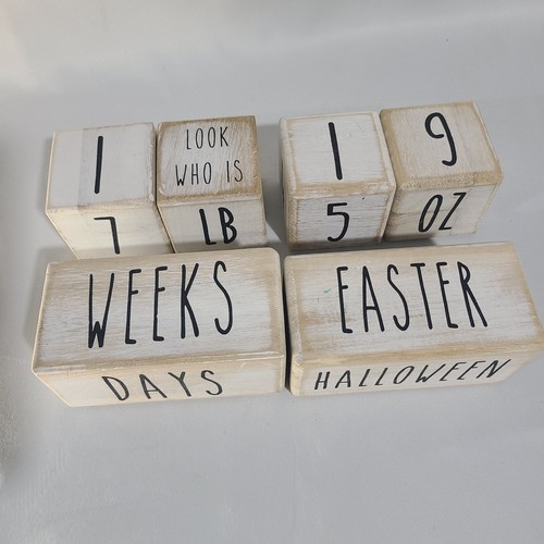 6 Piece Baby Milestone Photo Blocks Wood Painted Child Moments Memory ...
