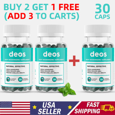 DEOS Internal Deodorant Supplement for Full Body Odor Control, 30 ...
