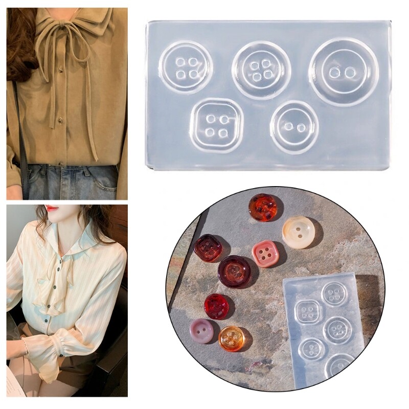 Crystal Epoxy Resin Mold Button Buckle Casting Silicone DIY Crafts Tool ...