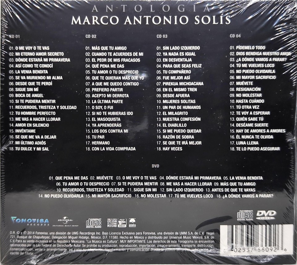 Marco Antonio Solís - Antología (2014, 4 CD + DVD) 602537660926| eBay