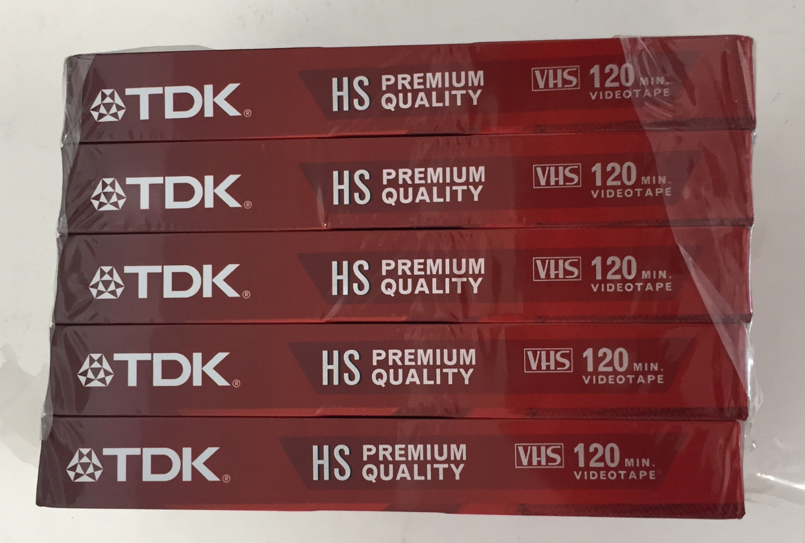 TDK HS Premium Quality T-120 Blank VHS Videotapes LOT OF 5 NEW SEALED ...