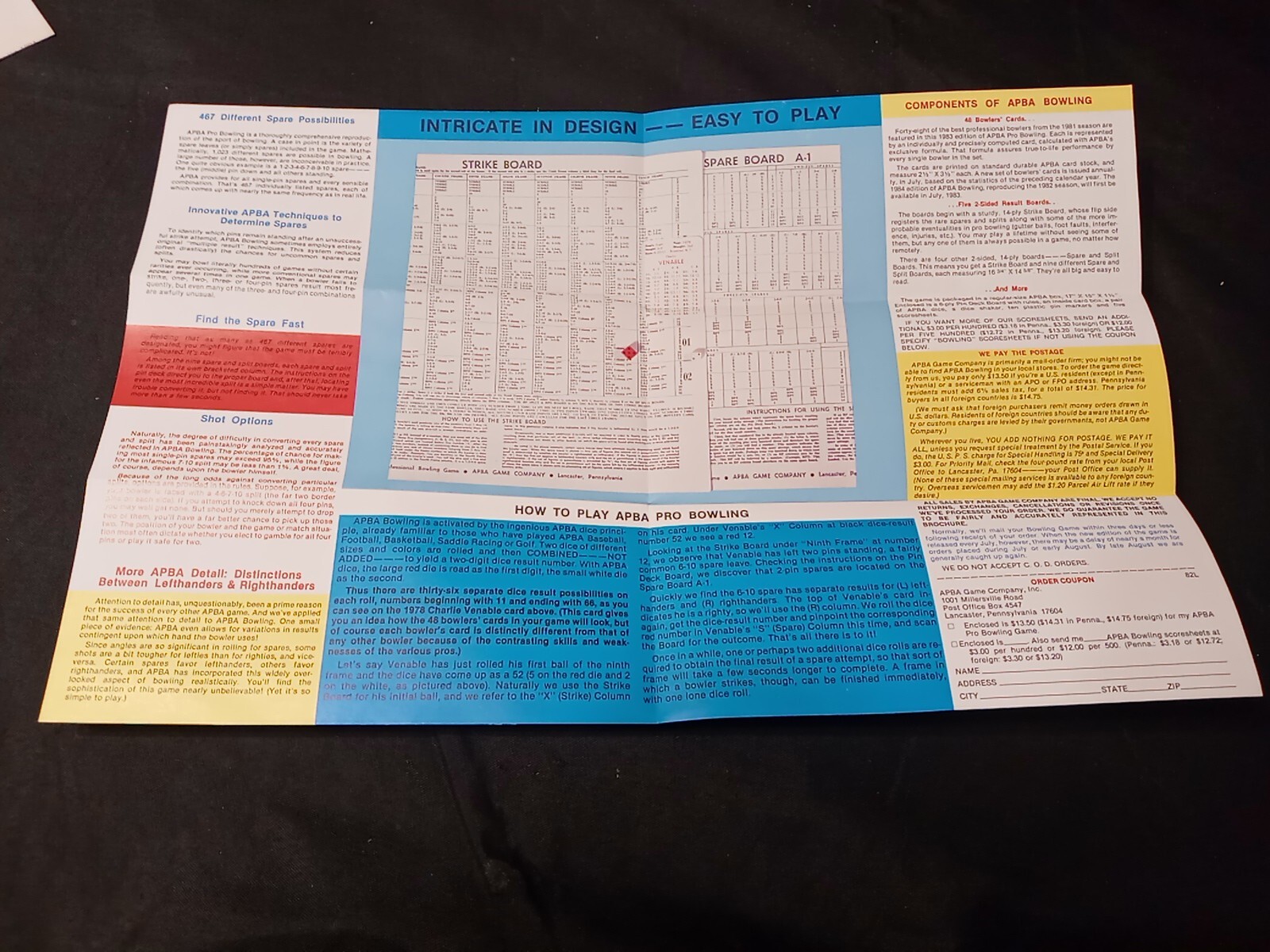 APBA SPORTS TABLE TOP GAMES VINTAGE PAMPHLETS : PBA BOWLING & APBA ...