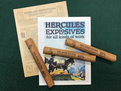 inert Hercules dynamite sticks, set of 3 w/instructions and poster | eBay
