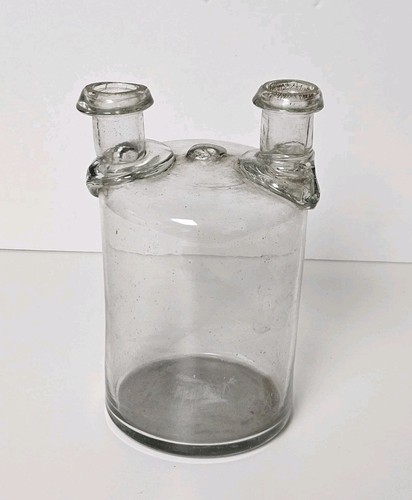 Antique Blown Glass Woulff Bottle Vessel Double Outlet Chemistry Rotary ...