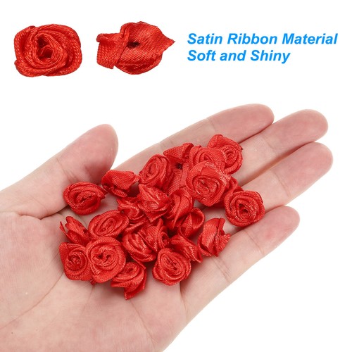 50Pcs Mini Satin Ribbon Roses Fabric Flowers Embellishments Rosettes ...