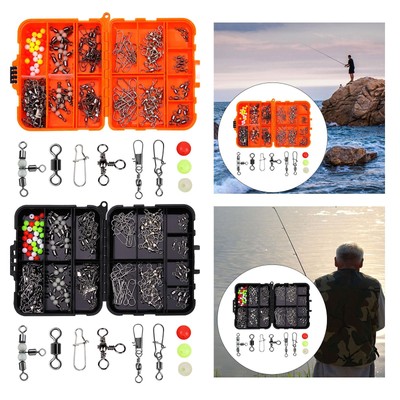 141Pcs Fishing Swivels Kit Black Coated with Case with Snaps Fishing ...