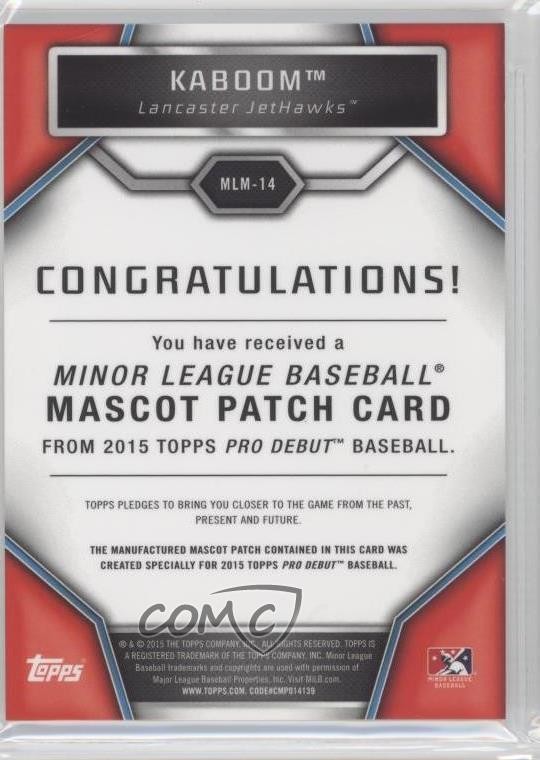 2015 Topps Pro Debut Mascots Manufactured Patch Kaboom #MLM-14 Patch | eBay