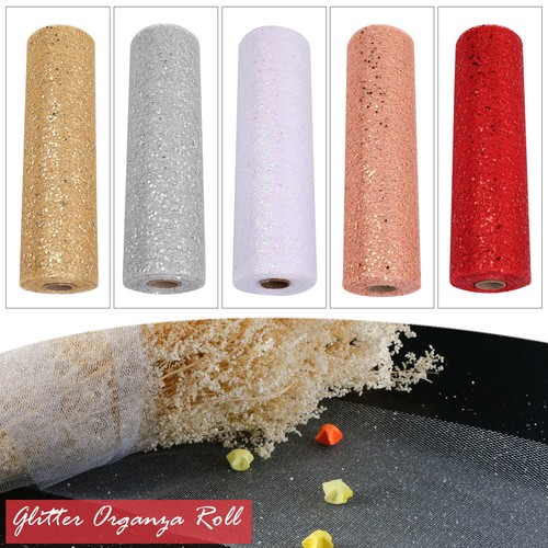 Glitter Tulle Fabric Roll 25m x 29cm Wide Soft Nylon Netting for Crafts ...