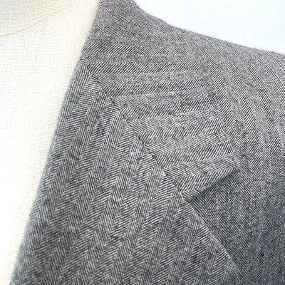 VTG Hickey Freeman Bespoke Blazer 46 Surgeon Cuffs Herringbone Wool ...