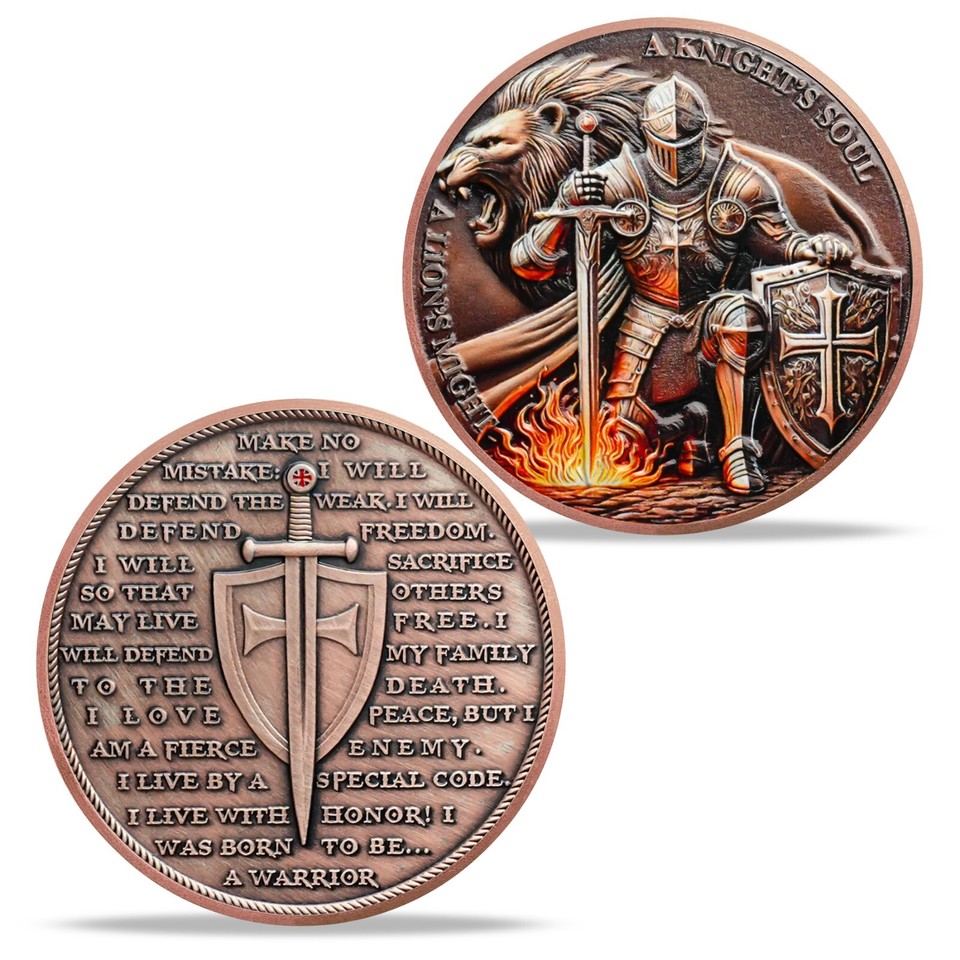 Cool Lion Knights Templar Challenge Coin - Stand with God - Christian ...
