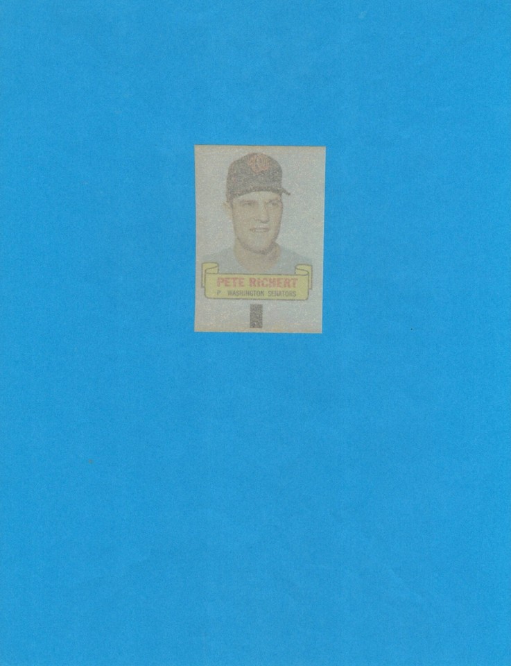 1966 Topps Baseball Rub-Offs Insert Pete Richert! Washington Senators ...