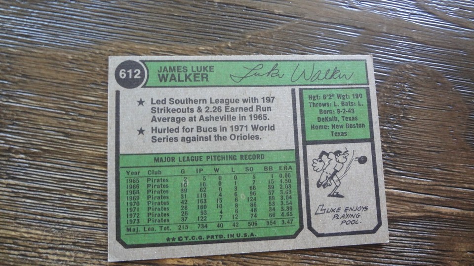 1974 TOPPS # 612 LUKE WALKER BASEBALL CARD | eBay