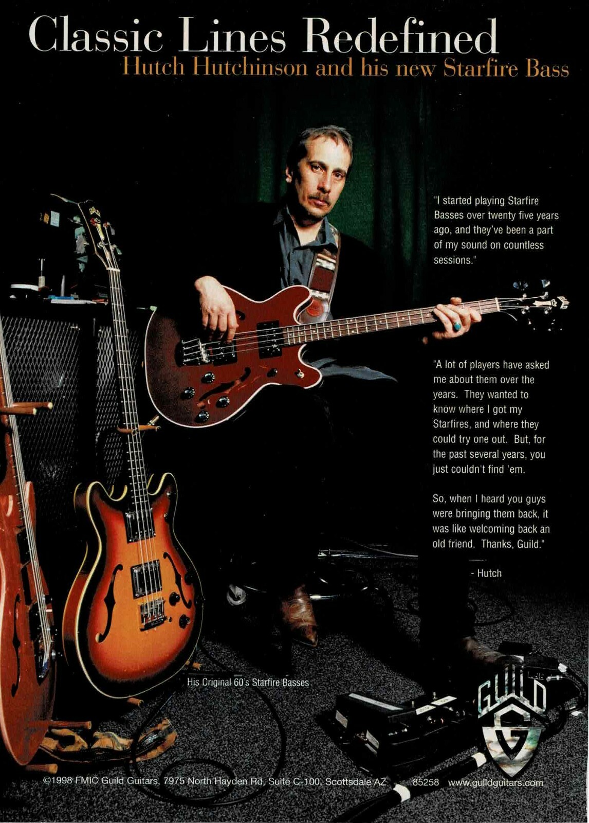 GUILD GUITARS - HUTCH HUTCHINSON - 1998 Print Advertisement | eBay