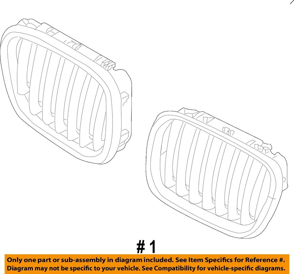 BMW OEM 14-18 X5 Front Bumper Grille Grille Components-Grille ...