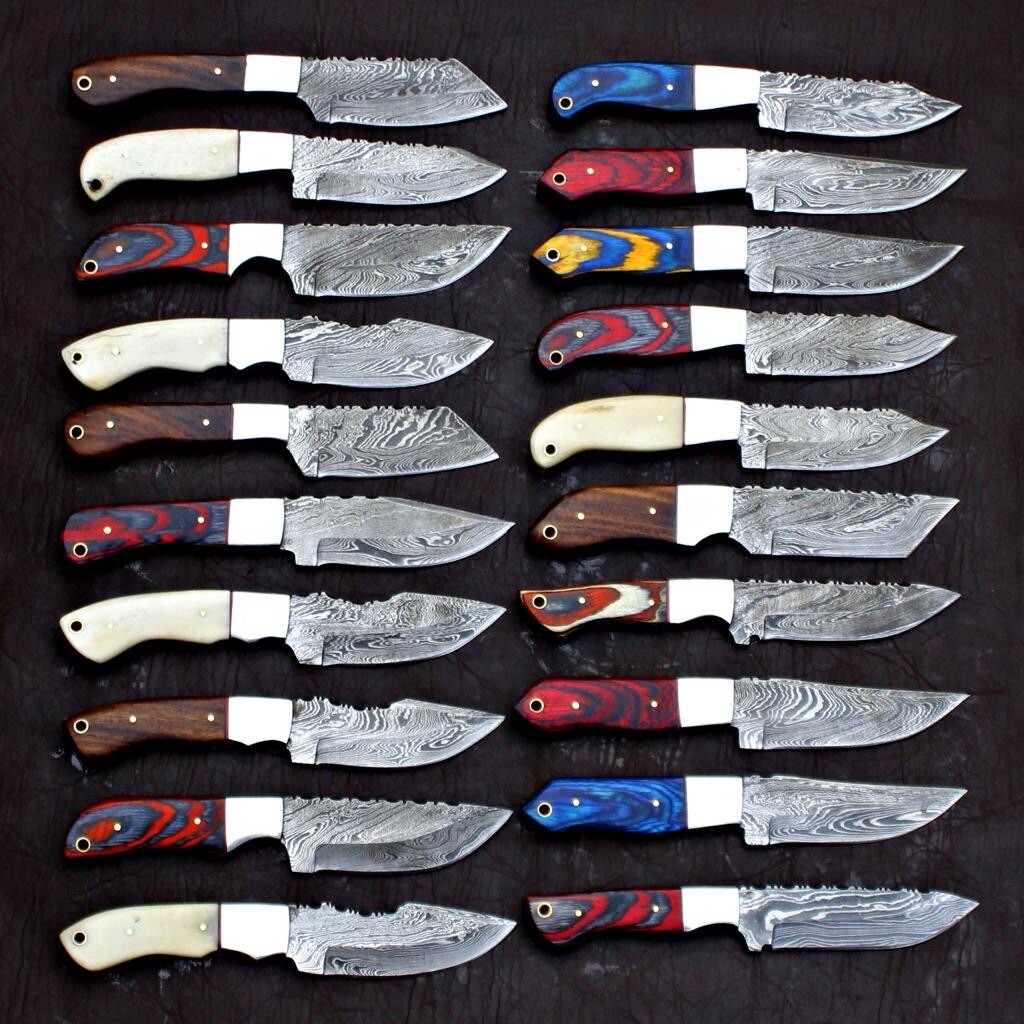 LOT OF 20 PCS CUSTOM HANDMADE DAMASCUS STEEL MIX SKINNER KNIVES ...