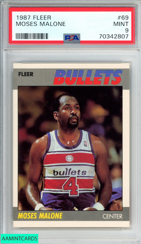 1987 FLEER MOSES MALONE #69 WASHINGTON BULLETS HOF PSA 9 MINT | eBay