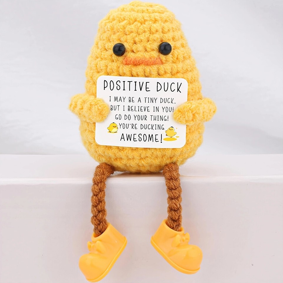 Cute Handwoven Duck with Card Knitted Duck Plush Wool Duck for Home ...