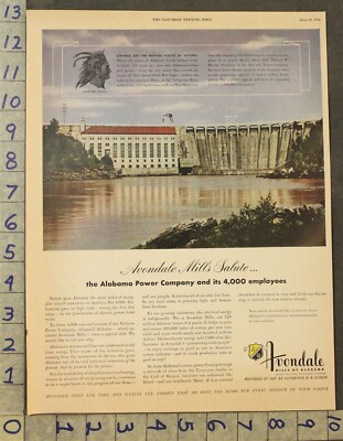 1948 NATIVE AMERICAN CHIEF RED EAGLE CREEK AVONDALE MILLS ALABAMA POWER ...