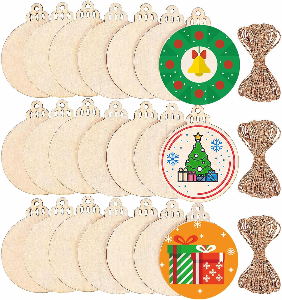 Max Fun 120Pcs Wood Slices 3.5" Wooden DIY Christmas Ornaments ...