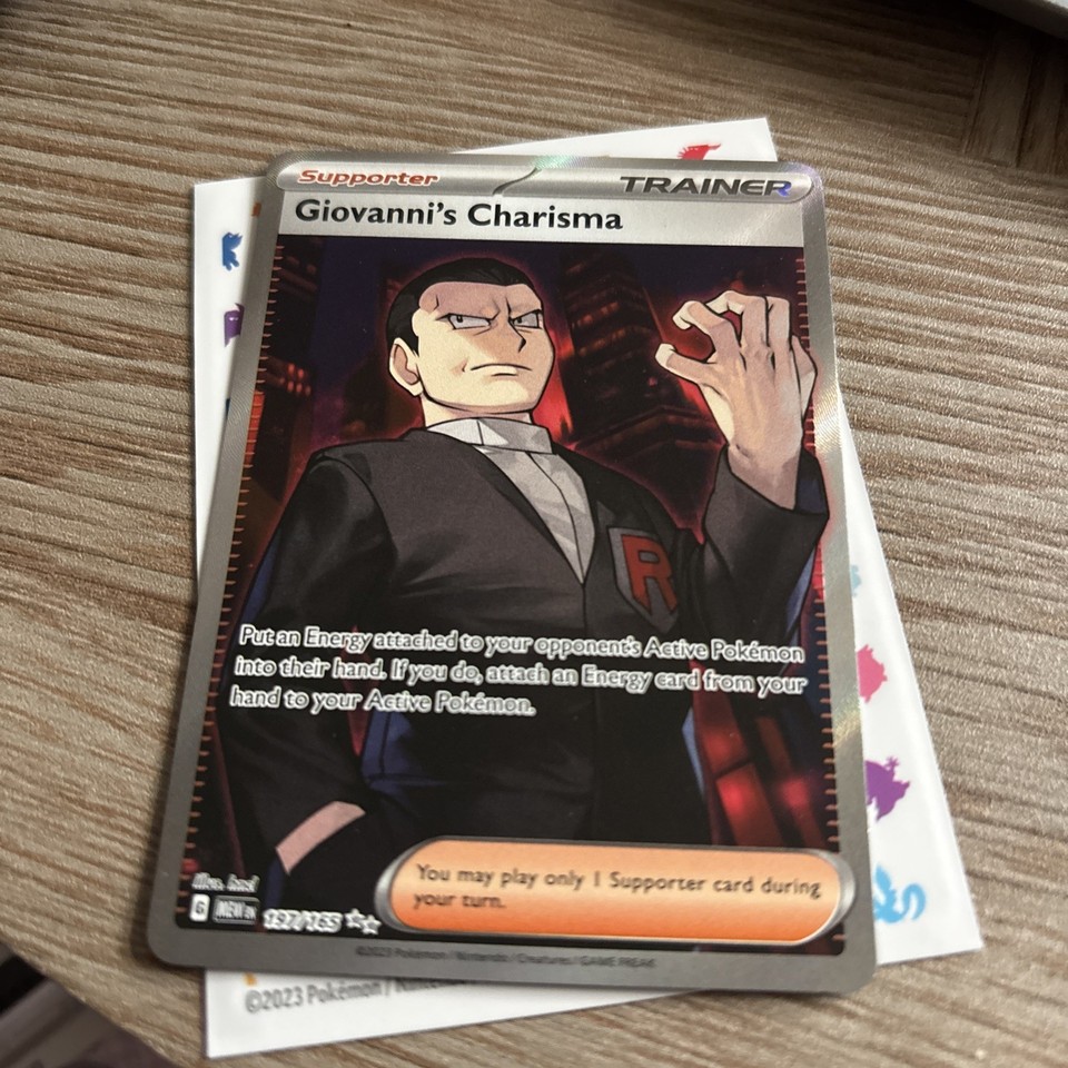 Giovanni's Charisma 197/165 Pokemon 151 Full Art Trainer Pokemon Card ...