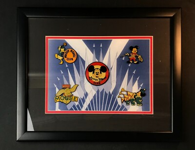 Vintage Disney "Mickey Mouse Club" 5 Pin Framed 14x17 Art Print w/COA ...