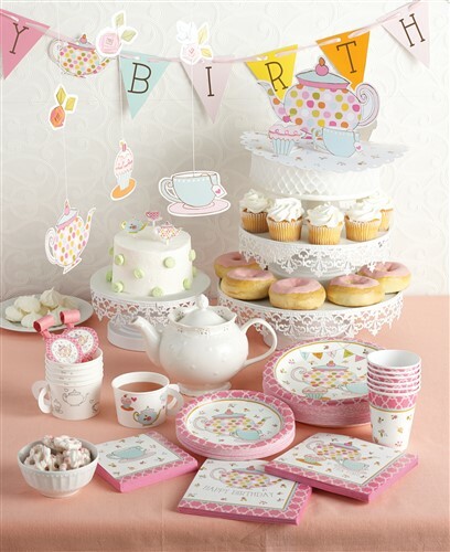 Tea Time Happy Birthday Flag Banner 6' Paper Tea Party Birthday Party ...