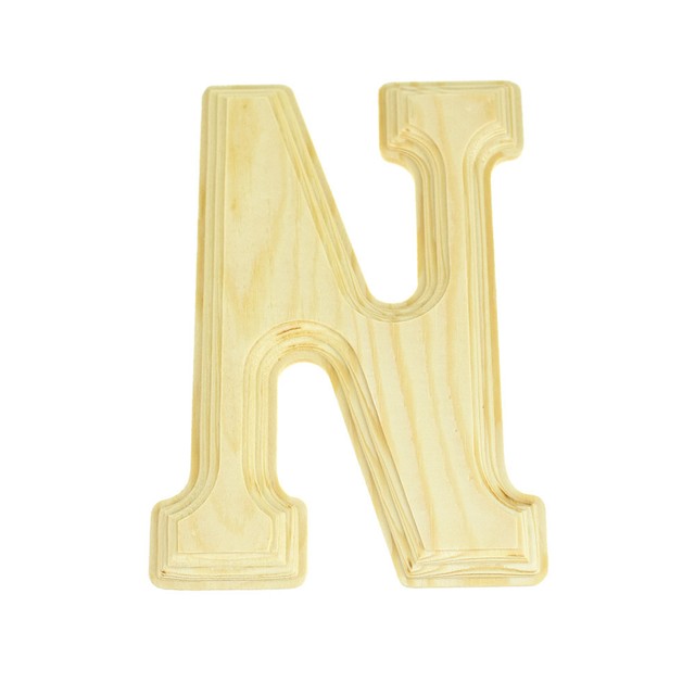 Homeford Pine Wood Beveled Wooden Letter N Natural 5-13/16-Inch for ...
