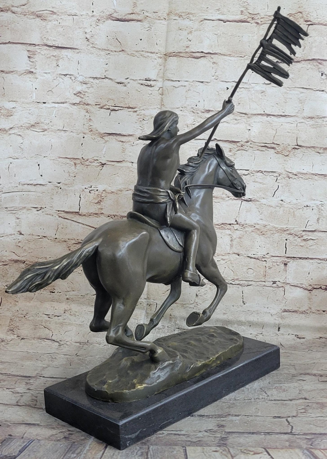 Native American Indian Man W/ Horse Bronze Sculpture Statue Figure Art ...