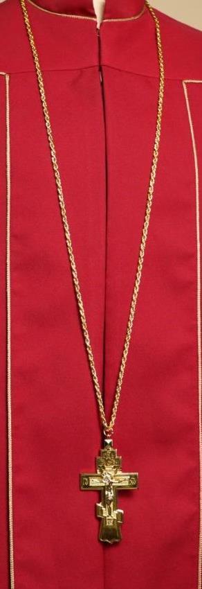 Gold Plate Russian Orthodox Three Bar Bishops Pectoral Cross Crucifix ...