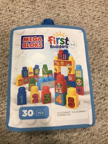 MEGA BLOKS First Builders 1-2-3 Count 30 pieces with labels with a BAG ...