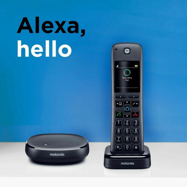 Cordless Home Phone With Alexa Single Landline Motorola Axh01 for sale ...