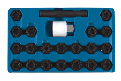 FITS AUDI SPECIAL WHEEL NUT KEY SOCKET TOOLS 22 Pce EQUIV T40073 PUNCH ...