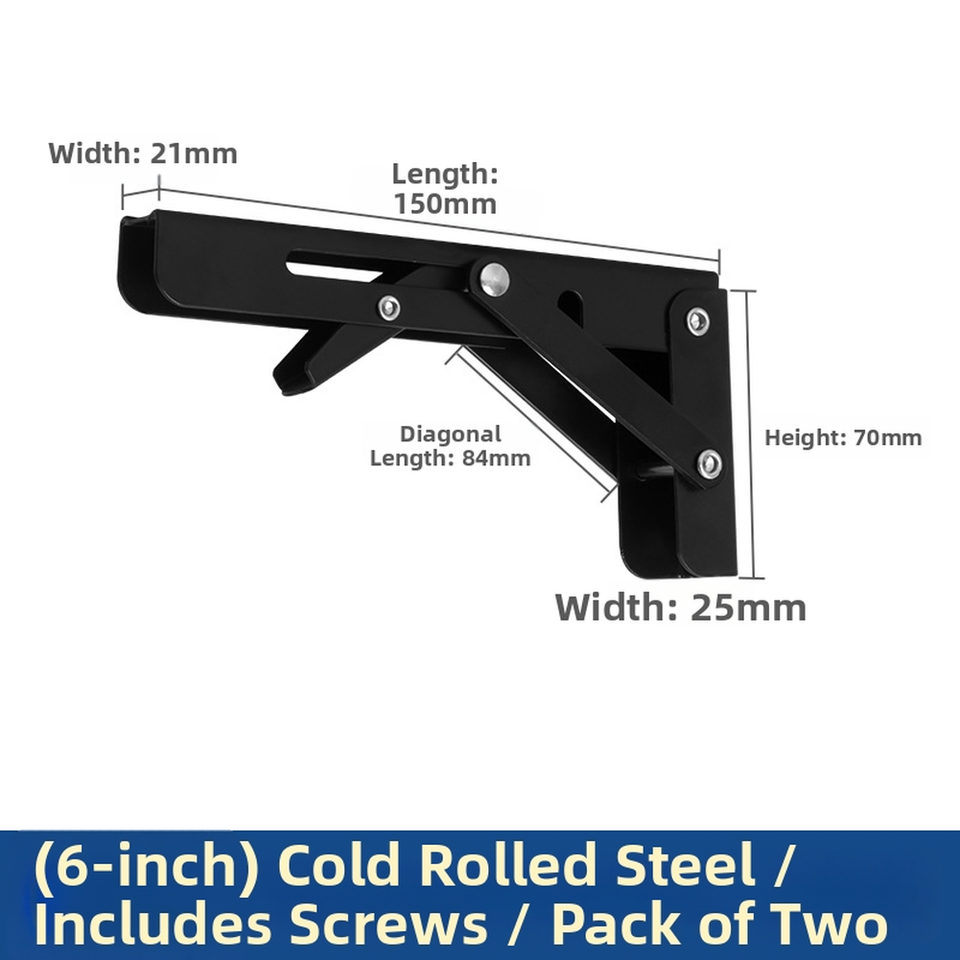 2pcs Fold Down Triangular Shelf Brackets Cold Rolled Steel for Home Use ...
