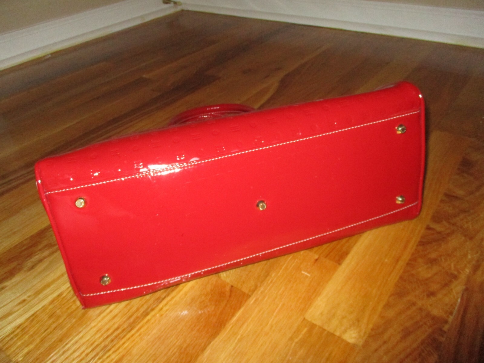 Ladies Arcadia Red Embossed Patent Leather Satchel Handbag Made in ...