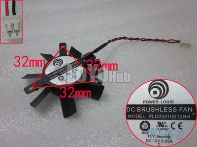 New For Power Logic PLD05010S12HH graphics card fan DC 12V 0.25A 2wire ...